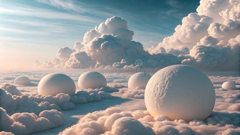 Clouds with Floating Spheres Create a Surreal Landscape at Dawn in the ...
