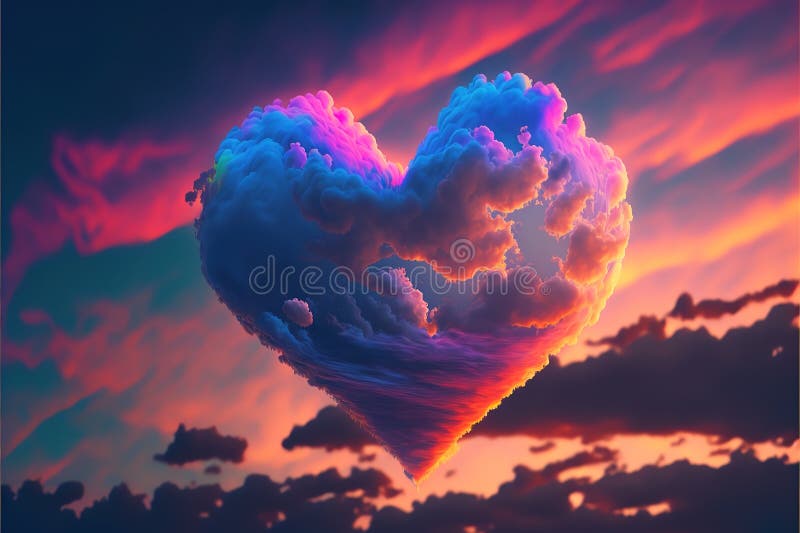 Clouds in the Form of a Heart. Generative AI Stock Illustration ...