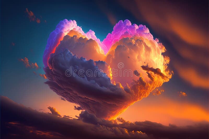 Clouds in the Form of a Heart. Generative AI Stock Illustration ...