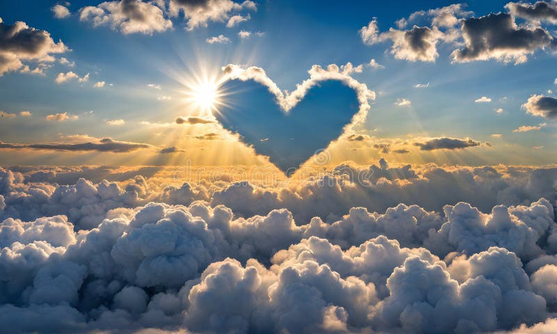Clouds Form a Romantic Heart Shape Stock Illustration - Illustration of ...