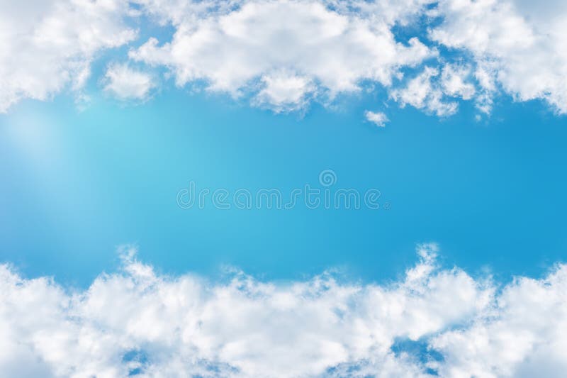 Clouds Frame. Blue Sky with White Clouds Background. Border of Clouds ...