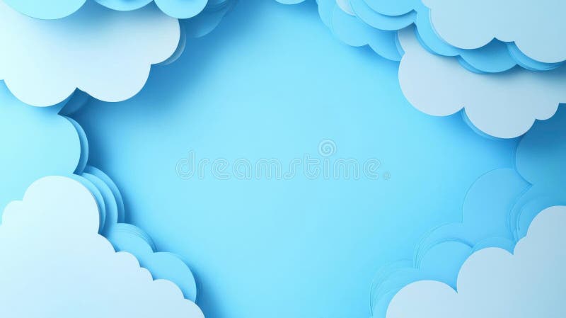 Clouds Frame with Soft Blue Sky Background and Graphic Resource Theme ...