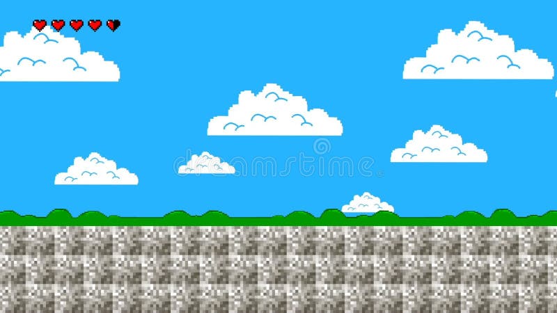 Clouds and Green Hills in Retro Video Game Style Stock Footage - Video ...