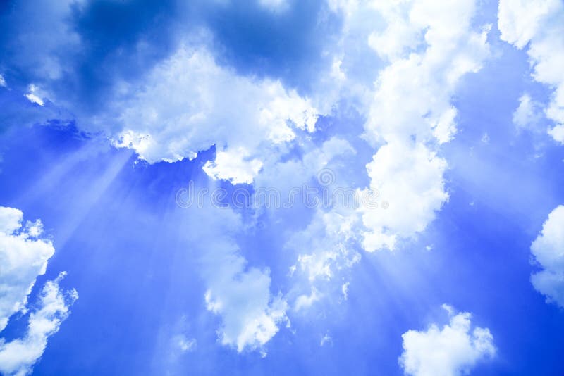 Sunbeam Shine through the Cloud on the Blue Sky Stock Image - Image of ...