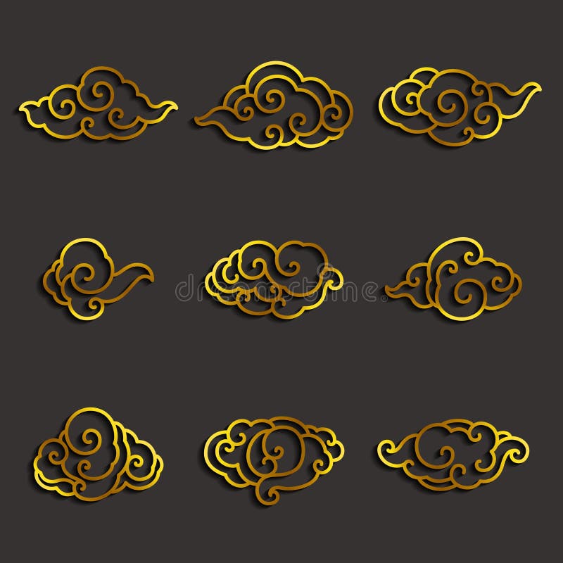 Japanese Clouds Icon Vector Set Stock Illustration - Illustration of ...