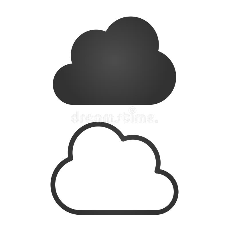 Clouds Icons. Black Flat Design and Linear. Vector Illustration Stock ...