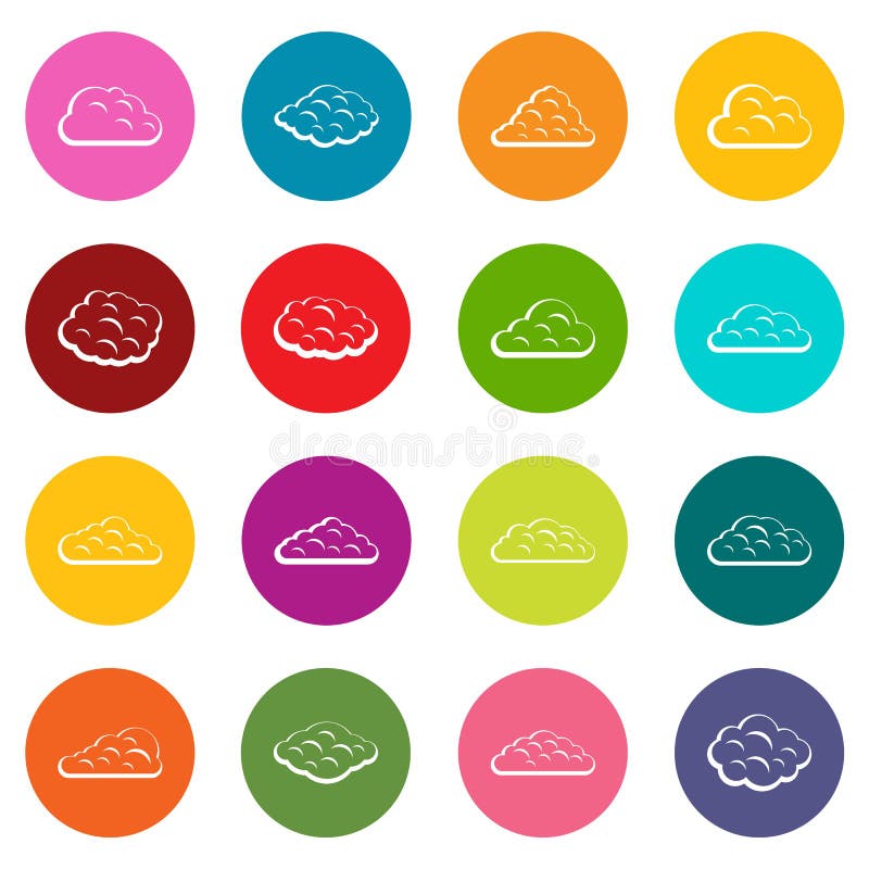 Clouds Icons Many Colors Set Stock Vector - Illustration of element ...