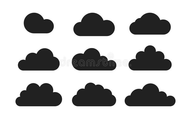 Clouds Icons Set Flat Illustration. Vector Abstract Background Set ...