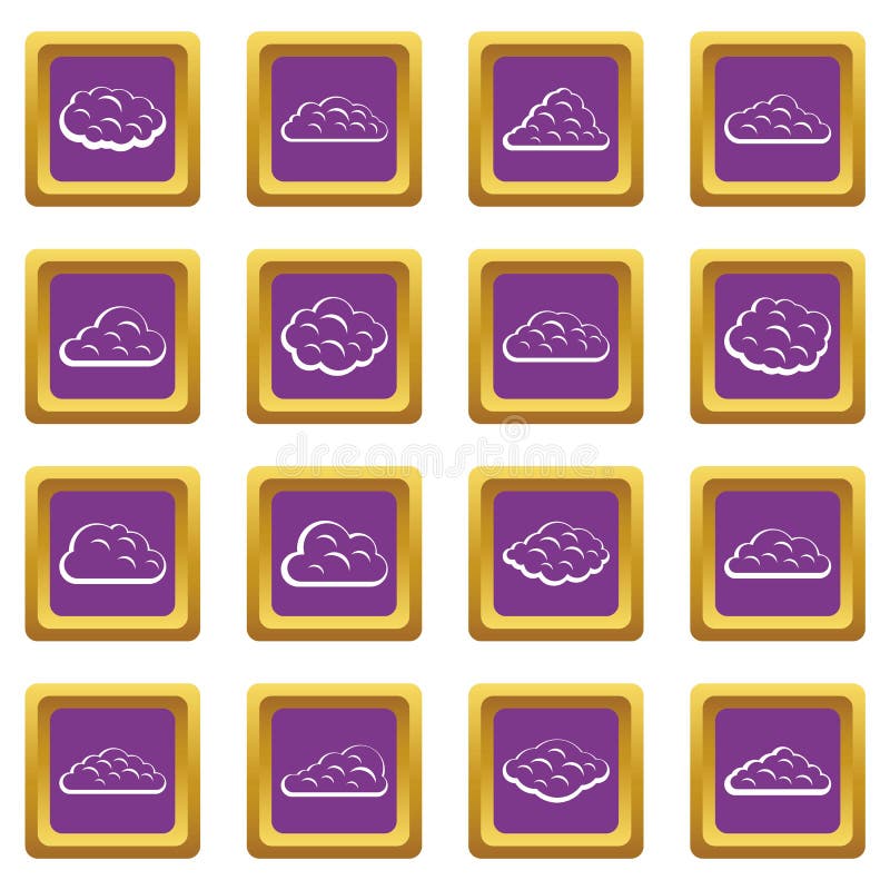 Clouds icons set purple stock vector. Illustration of curve - 98471685