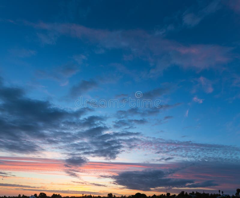 Clouds Illuminated by Evening Sun Over Valley. Stock Image - Image of ...