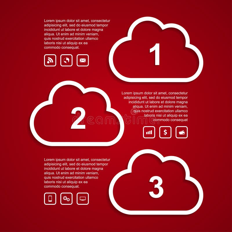 Clouds Infographics Three Colors Label Vector Illustration Stock Vector - Illustration of cloud ...