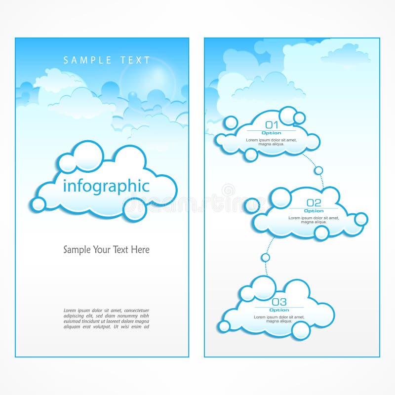 Clouds Infographic Set with Outdoor Scenery Clear Sky Background and ...