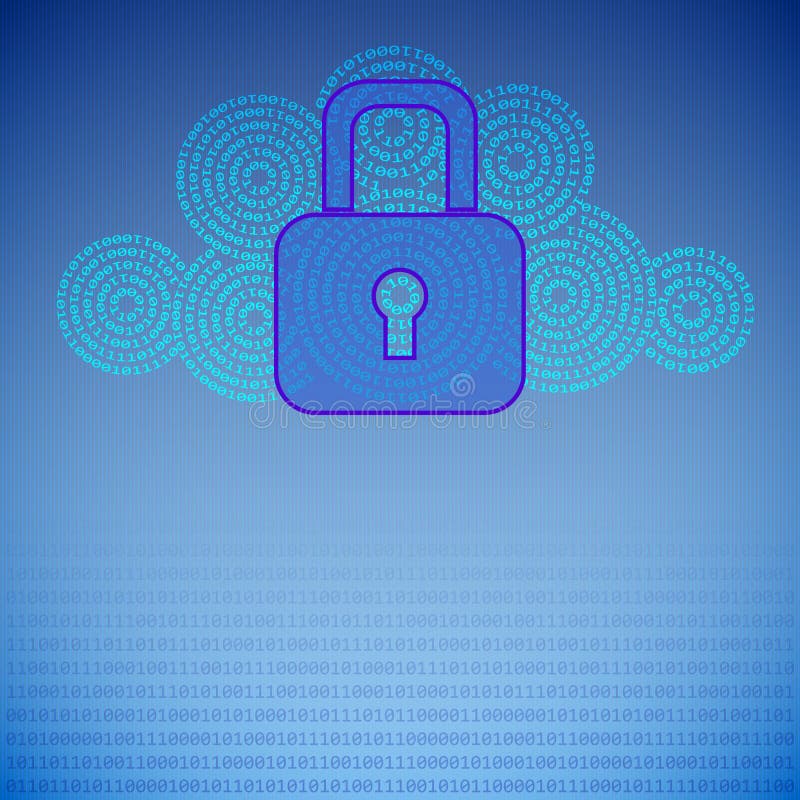 Clouds Information Security Design with Lock and Binary Code Stock Vector - Illustration of ...