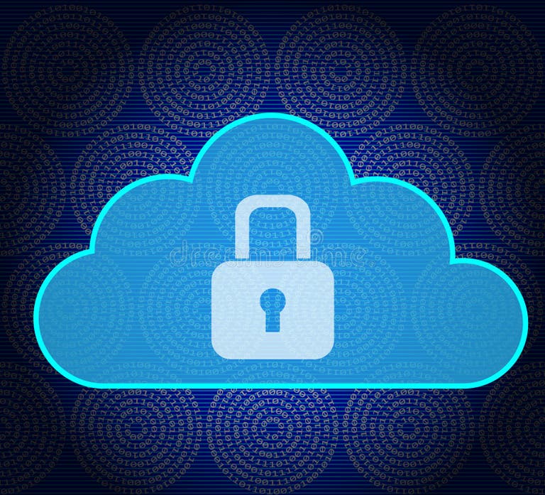 Clouds Information Security Design with Lock and Binary Code Stock Vector - Illustration of ...