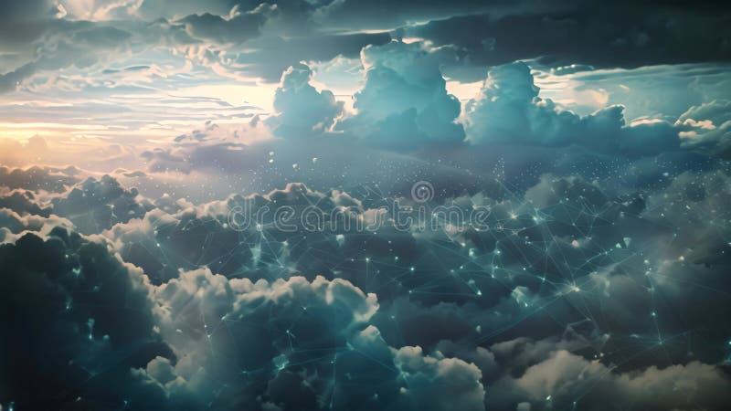 Clouds Interconnected with Network in Sky, Imagine a World Where Data ...