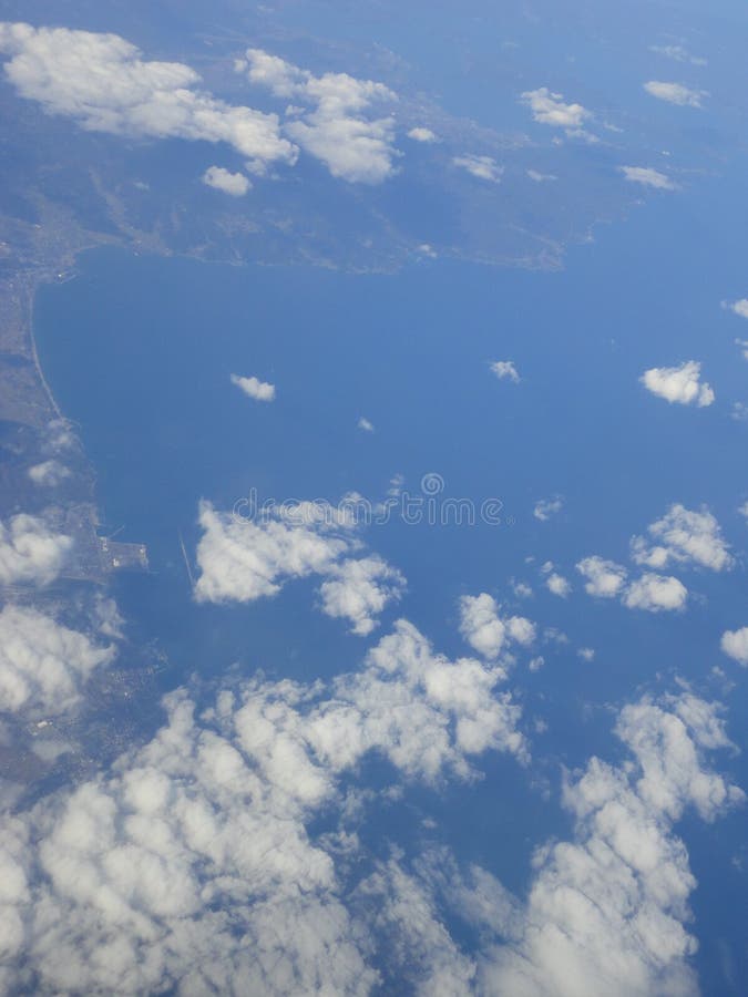Clouds, Land, and Ocean of Japan, Aerial View Stock Image - Image of ...