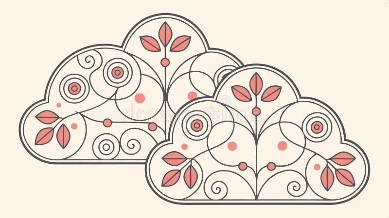 Clouds with Leaves & Floral Elements, Nature Cloud Design Vector Design ...
