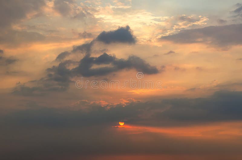 Clouds with Light Rain, the Sun is about To Fall Evening. Stock Photo ...