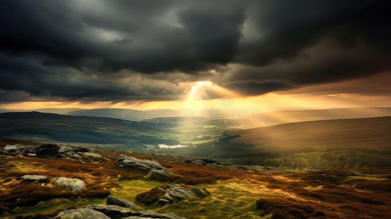 Clouds light through storm stock illustration. Illustration of dark ...