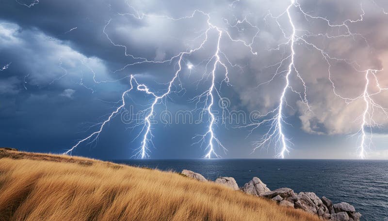 Clouds, Lightning and Outdoor Background for Storm, Environment or ...
