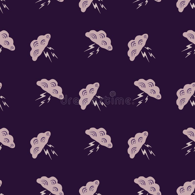 Clouds with Lightning of Seamless Pattern. Cute Hand Drawn Background ...