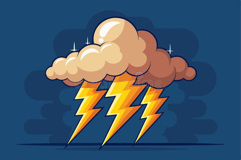 Clouds with Lightnings Vector Image. Dynamic Cartoon Thunderstorm Cloud ...