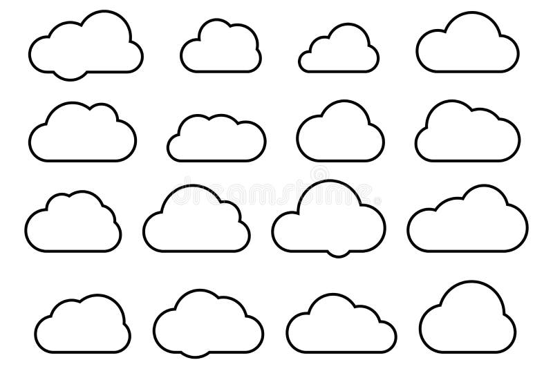 Clouds Line Art Icon Storage Solution Element Databases Networking Software Image Cloud And