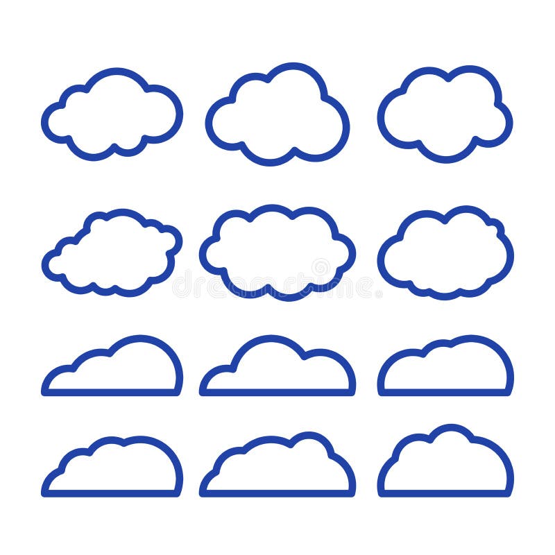 Clouds Line Art Vector Icon Storage Solution Element Databases Networking Software Image