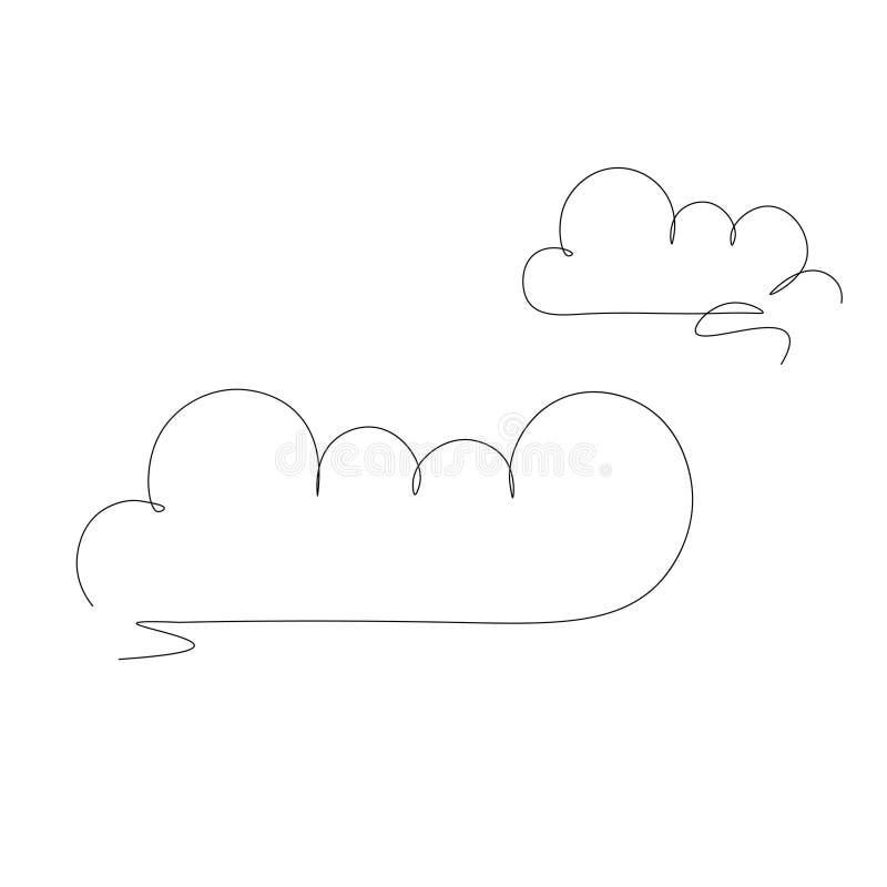 Clouds Sky Fly Line Doodle Pattern White Coloring Book Stock Vector ...