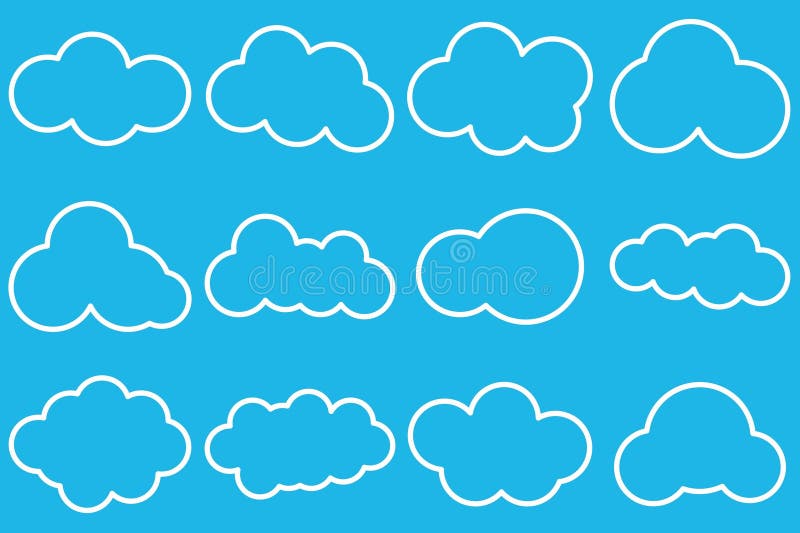 Clouds Line Icon Set. Vector Illustration. Stock Vector - Illustration ...