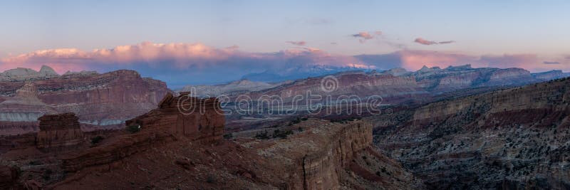 Clouds Linger Over the Wide Ridges of Capitol Reef Stock Photo - Image ...