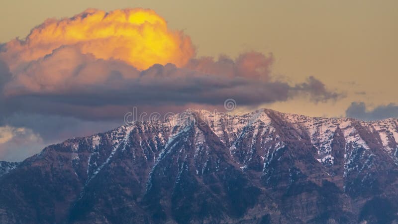 Clouds are Lit by Sunset Over Timpanogos Stock Photo - Image of ...