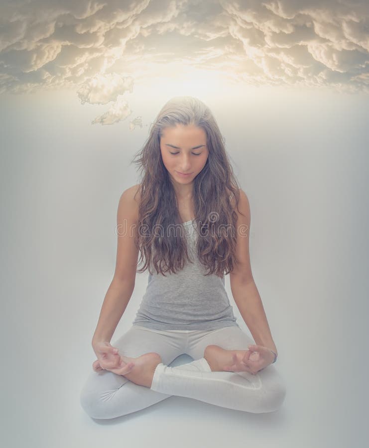 Into the Clouds - Lotus Meditation - Yoga Energy Position Stock Image ...