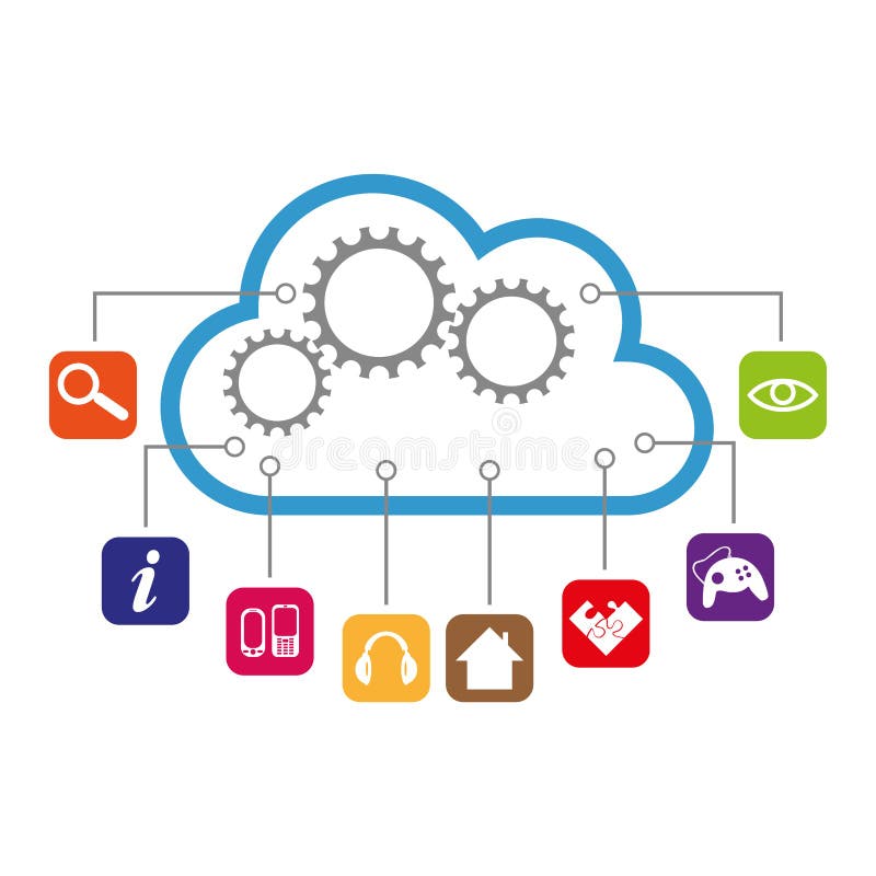Clouds and Many Apps, Internet and Apps Logo Stock Vector ...
