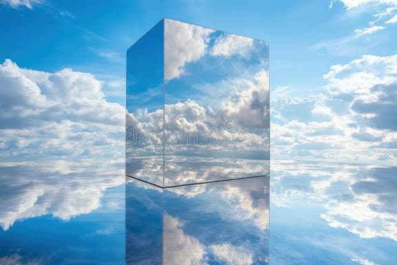 Clouds Mirrored in Blue Cube Sky Stock Photo - Image of cube, cloudscape: 371433976