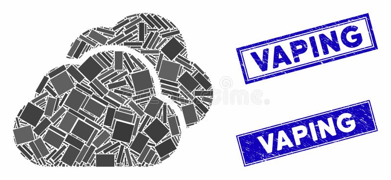 Clouds Mosaic and Distress Rectangle Vaping Stamp Seals Stock Vector ...