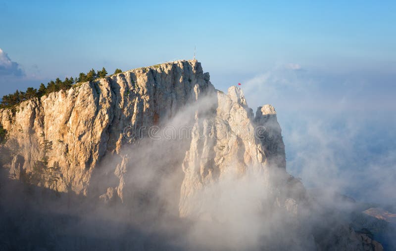 Clouds Move Below Rocks on the Mountain Ai Petri Stock Image - Image of ...