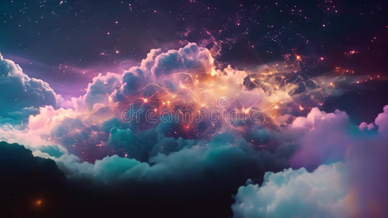 Clouds Moving Across the Starry Night Sky, Creating a Mesmerizing ...