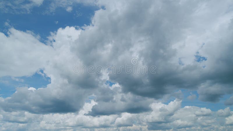 Clouds Moving in Blue Sky. Fluffy Puffy White Cloud and Dark Cumulus ...