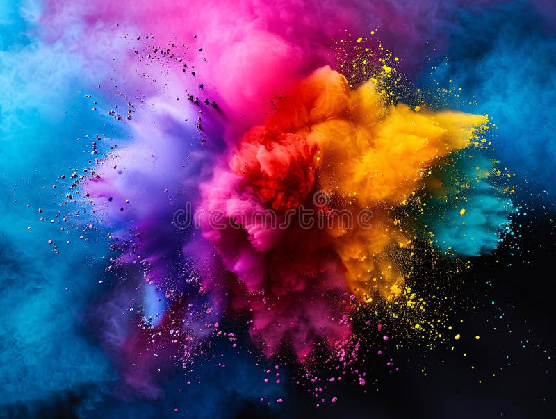 Clouds of Multi-colored Dust on a Black Background. Artificial ...