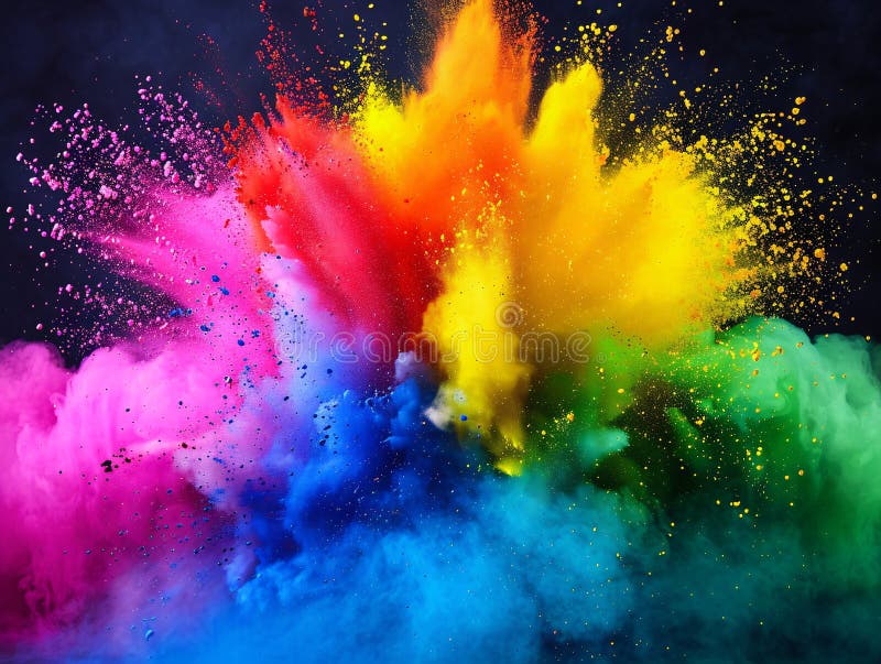 Clouds of Multi-colored Dust on a Black Background. Artificial ...