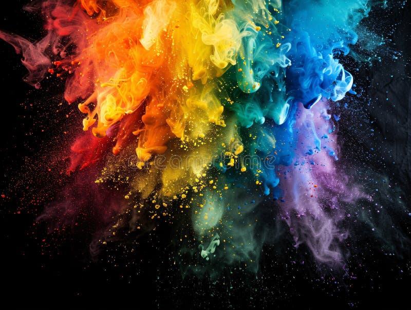 Clouds of Multi-colored Dust on a Black Background. Artificial ...