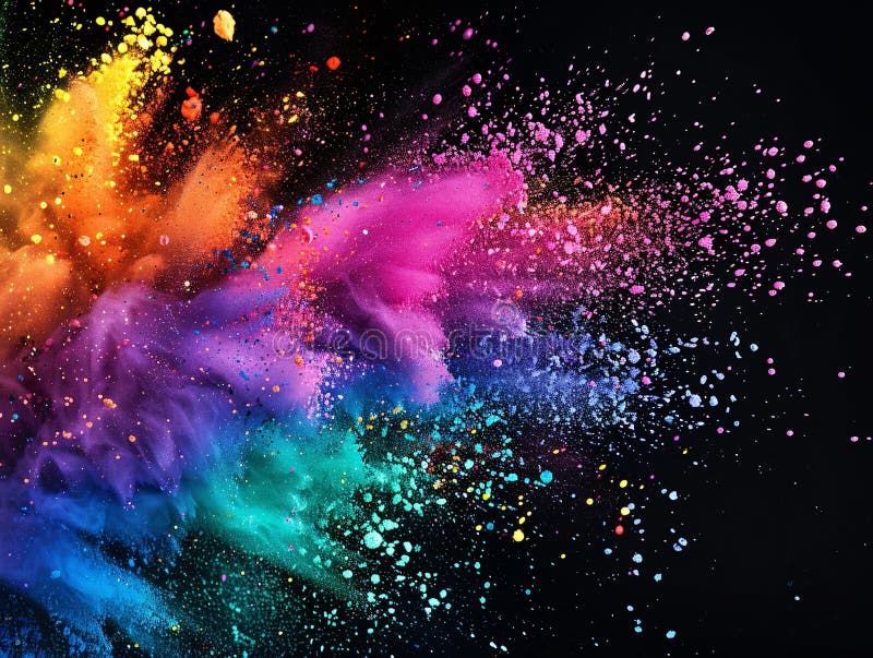 Clouds of Multi-colored Dust on a Black Background. Artificial ...