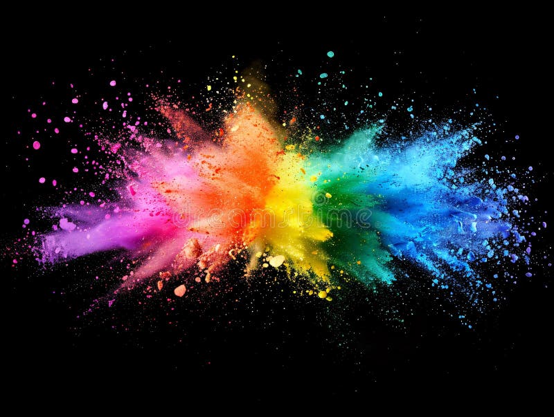 Clouds of Multi-colored Dust on a Black Background. Artificial ...