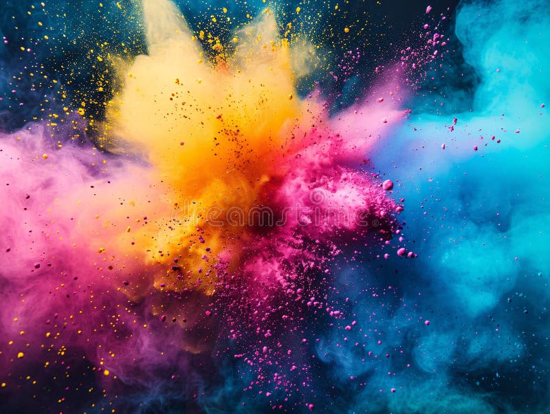 Clouds of Multi-colored Dust on a Black Background. Artificial ...