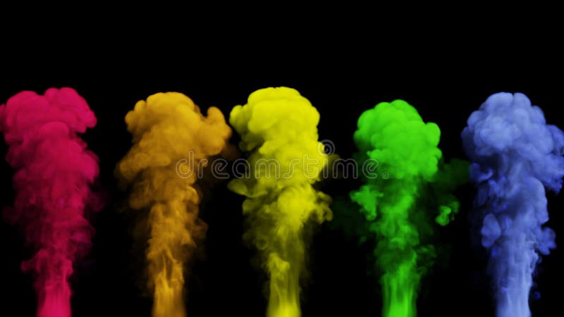 Puffs of Orange and Pink Smoke Collide Against a White Background. 3d ...