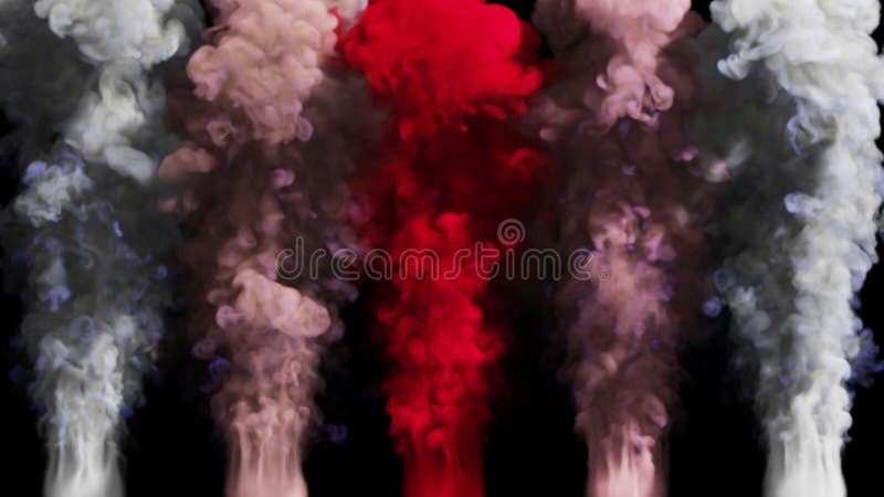 Clouds of Multi-colored Smoke Rise Up on a Black Background. 3d ...