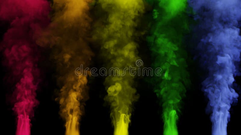 Clouds of Multi-colored Smoke Rise Up on a Black Background. 3d ...
