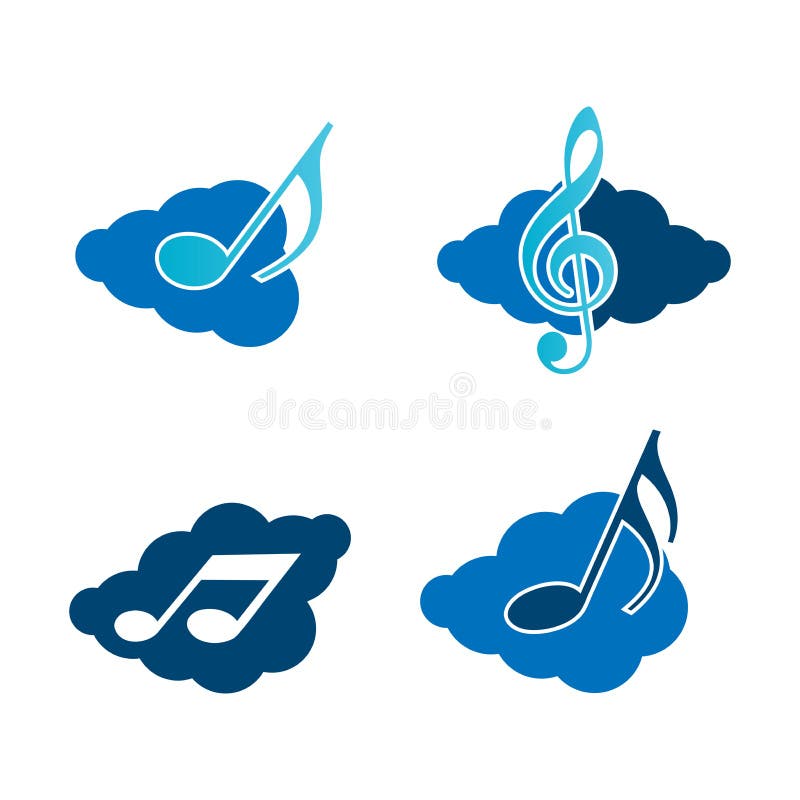 Clouds Music Notes on Blue Sky with Clouds and Sun. Stock Illustration ...