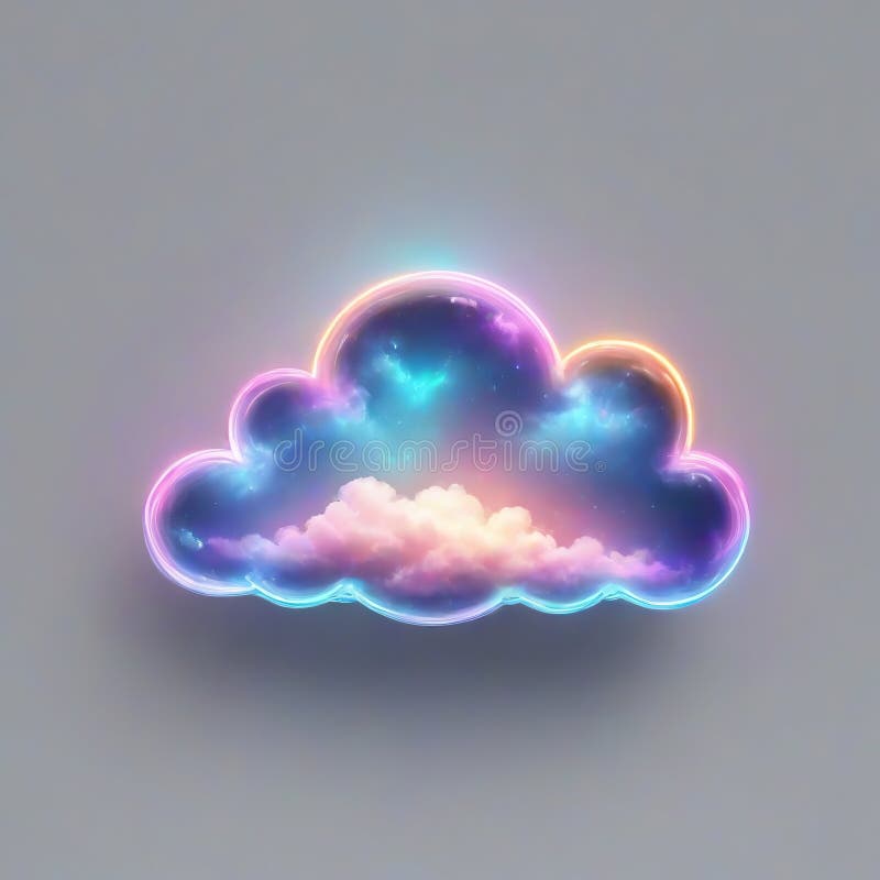 Clouds with Neon Light on a Grey Background. Stock Illustration ...